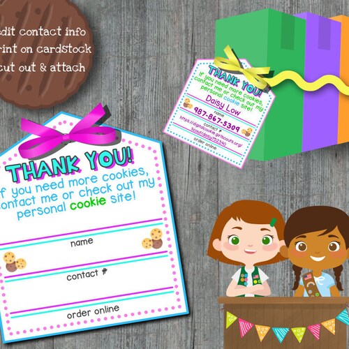 Girl Scout Cookie Thank You Card Contact Editable Printable - Etsy