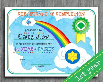 Daisy Girl Scout First Year Completion Certificate Editable - Etsy