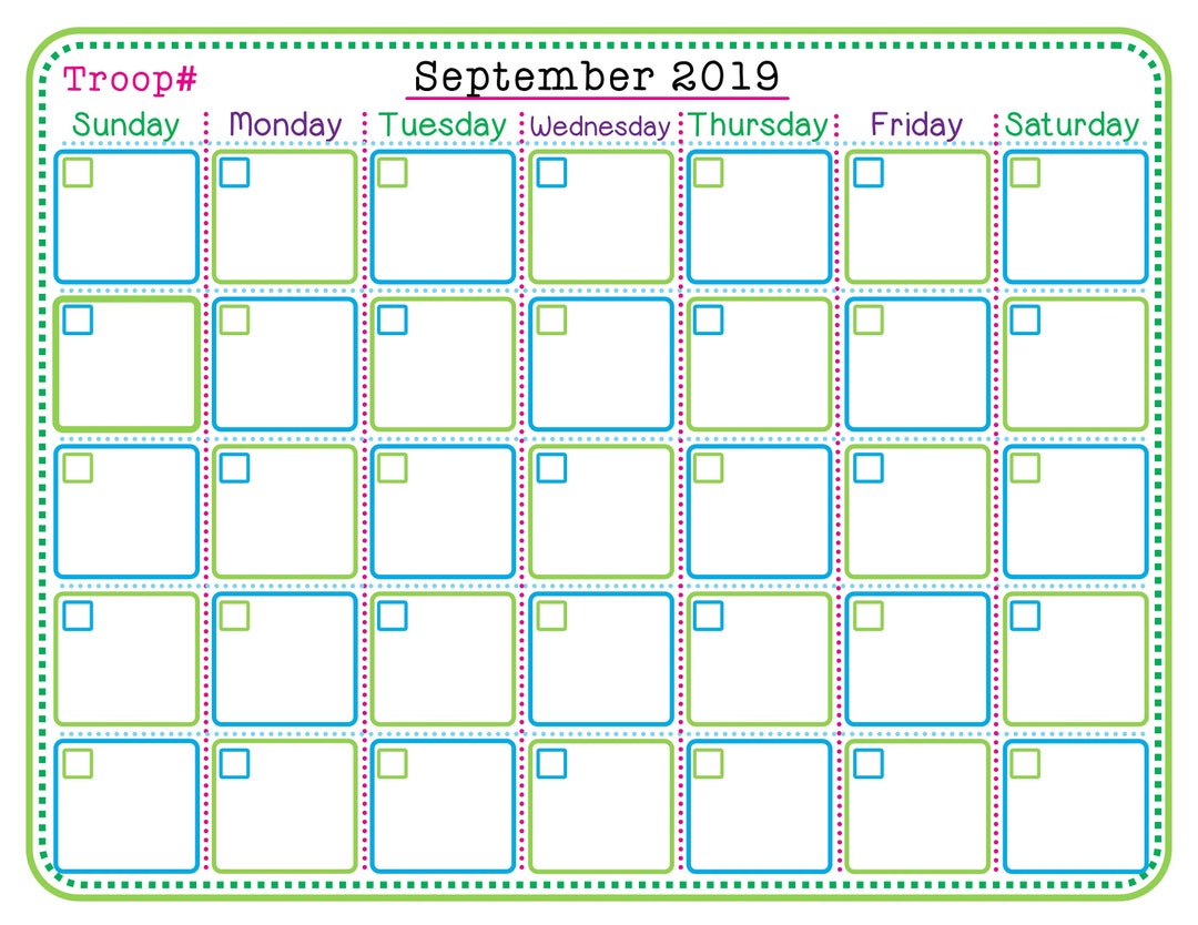 Girl Scout Troop Calendar Monthly Daily Planner Full Printable Fillable ...