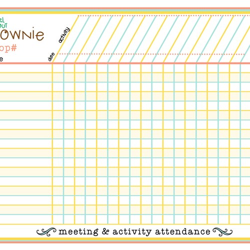 Brownie Girl Scout Birthday Calendar Troop Fillable Edit - Etsy