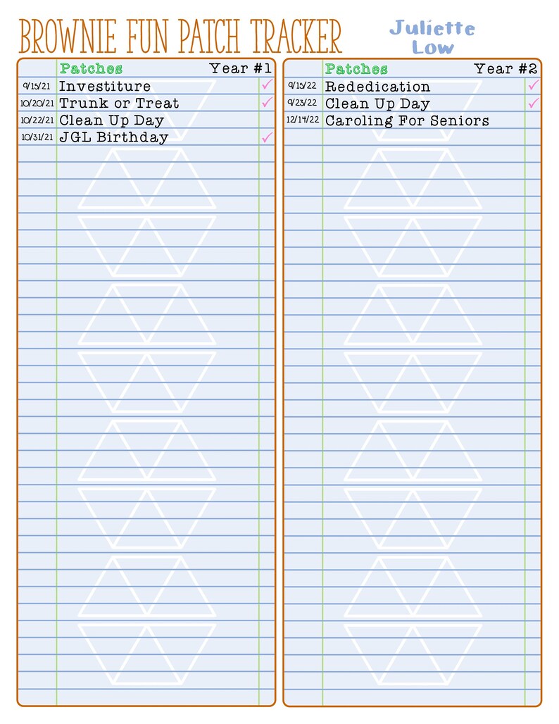 Brownie Girl Scout FUN PATCH Tracker Checklist Chart Fillable Edit ...