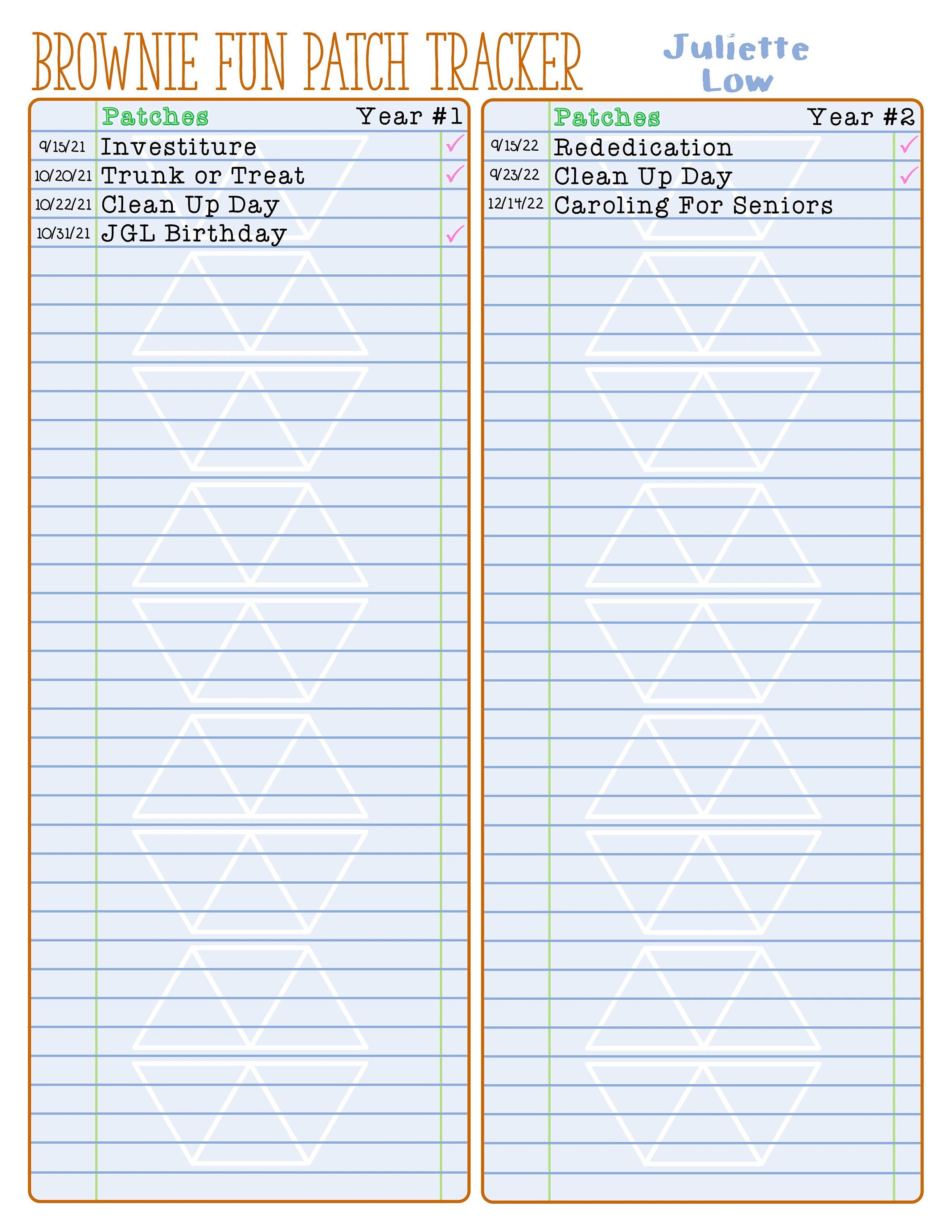 Brownie Girl Scout FUN PATCH Tracker Checklist Chart Fillable Edit ...