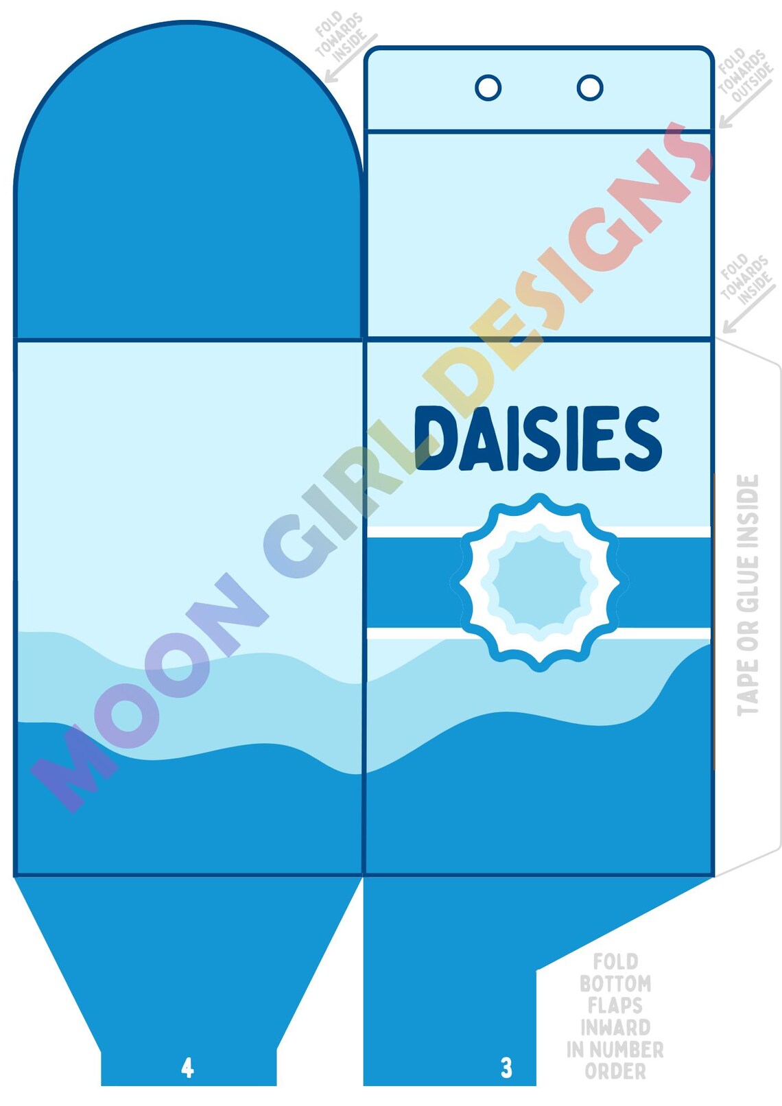 Girl Scout Daisy Party Milk Carton Style Box Printable Template Cut Out ...