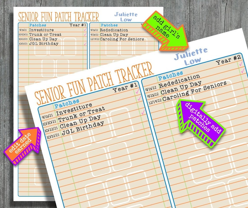 Senior Girl Scout FUN PATCH Tracker Checklist Chart Fillable Edit ...