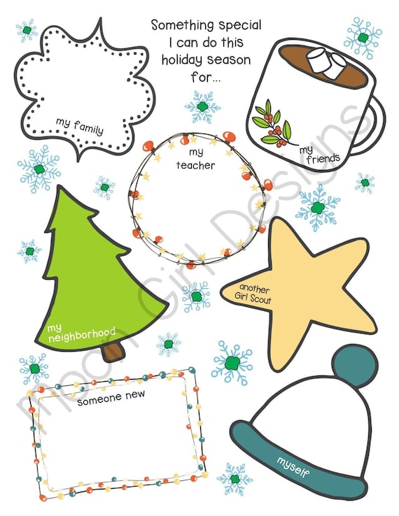 Girl Scout Holiday Christmas Activity Sheet Printable Pdf Etsy