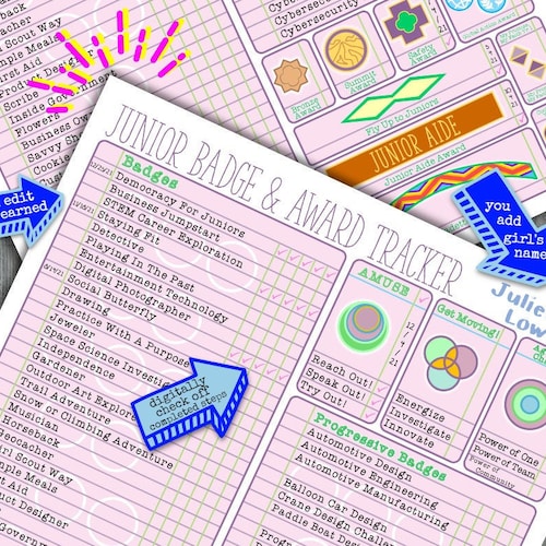 Girl Scout Daisy Badge/award Tracker Instant Download - Etsy