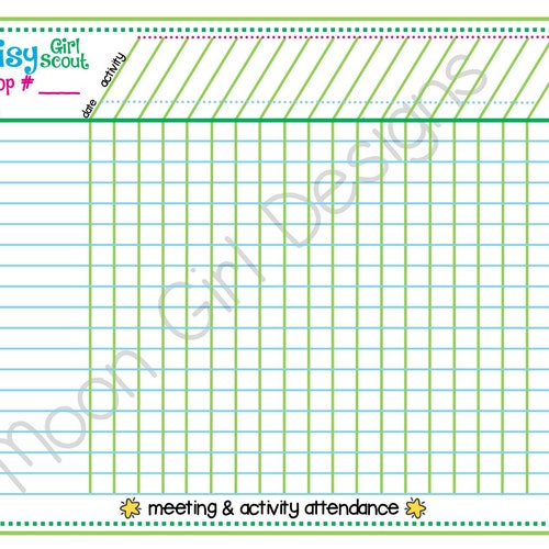 Girl Scout Activity and Meeting Attendance Tracker Instant - Etsy