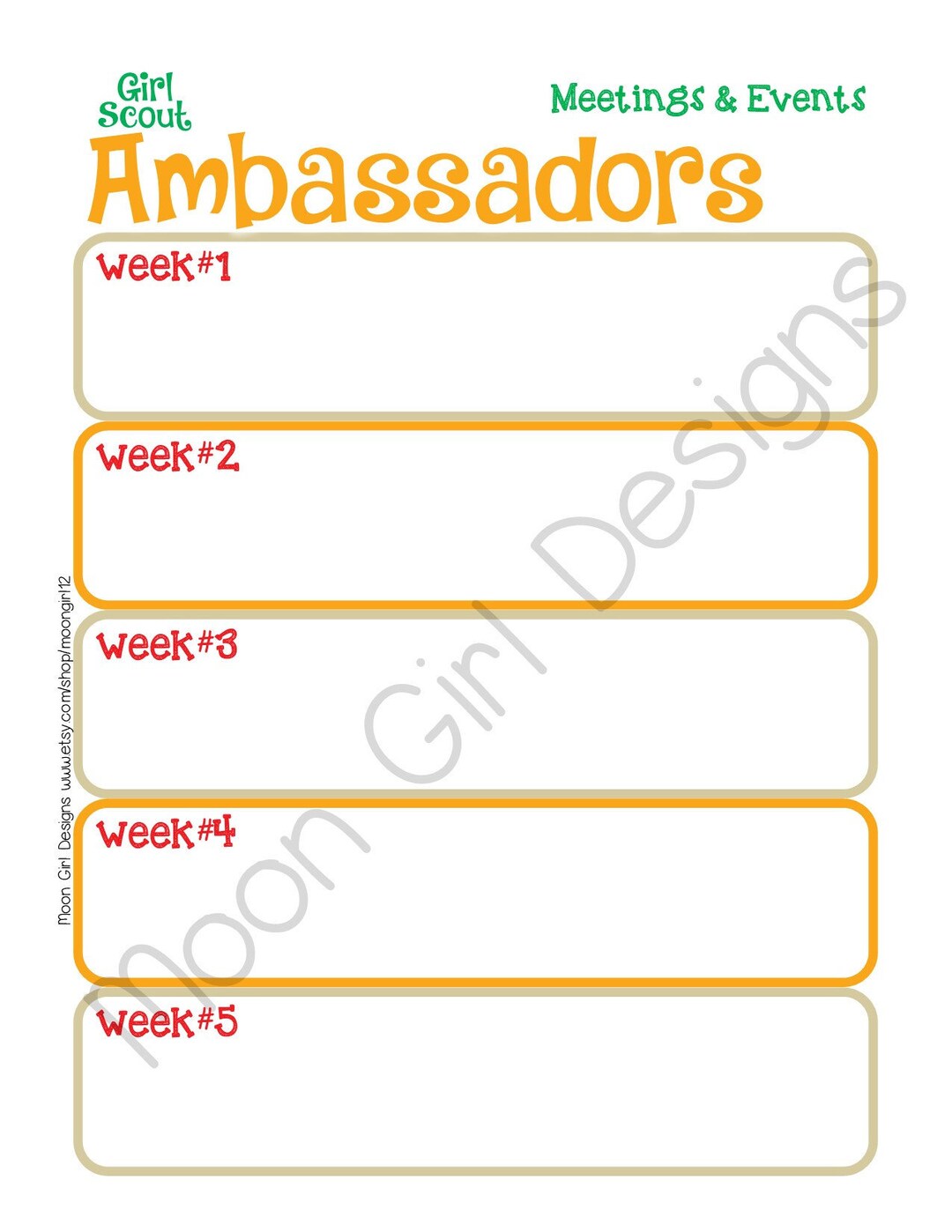 Ambassador Monthly Activity Calendar Girl Scouts Editable - Etsy