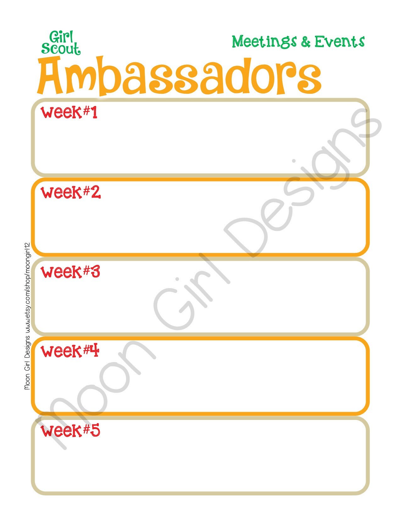 Ambassador Monthly Activity Calendar Girl Scouts Editable - Etsy