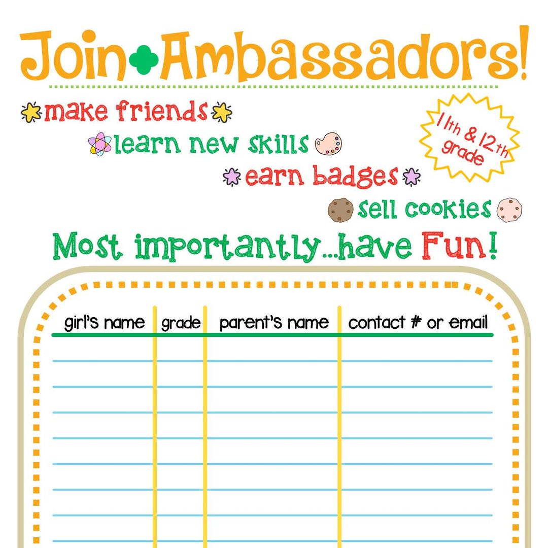 Ambassador Troop Recruitment Flyer Girl Scouts Editable Printable PDF ...