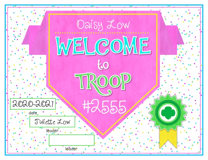 Girl Scout Welcome to Troop Certificate Printable PDF Download ...