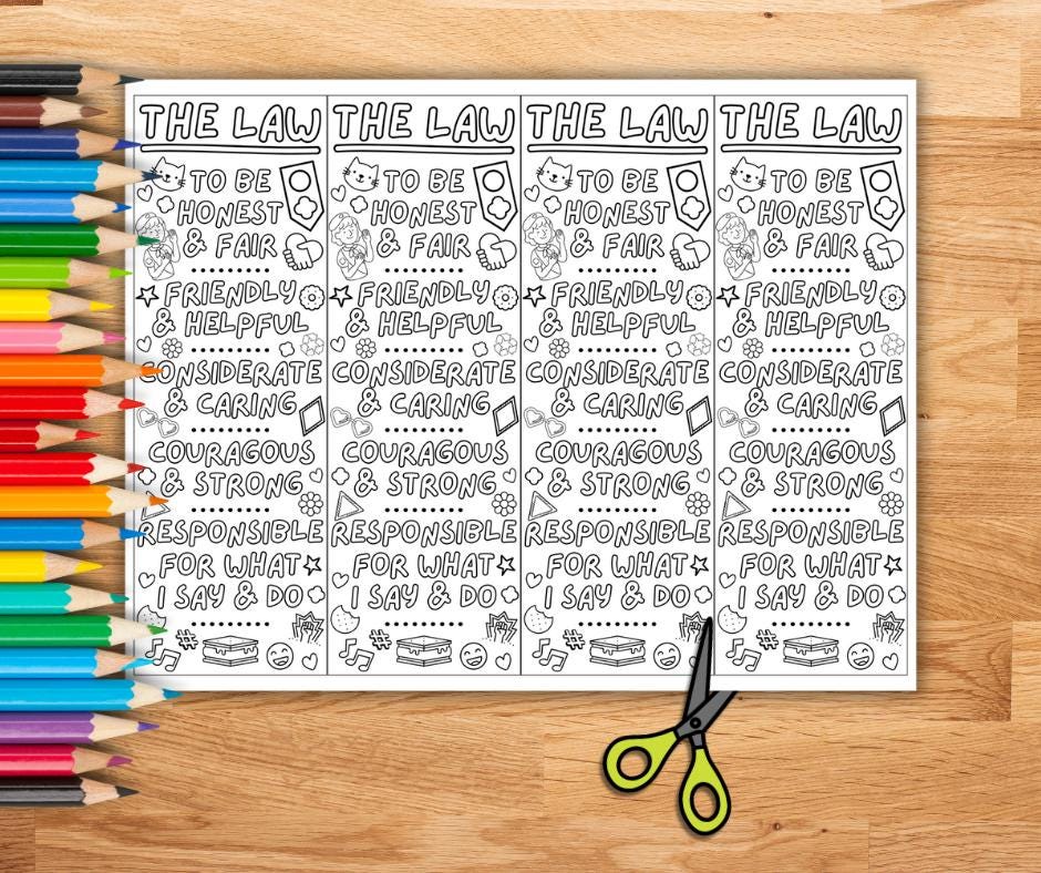 Girl Scout Law Bookmark Coloring Pages Printable PDF SVG Download Daisy ...