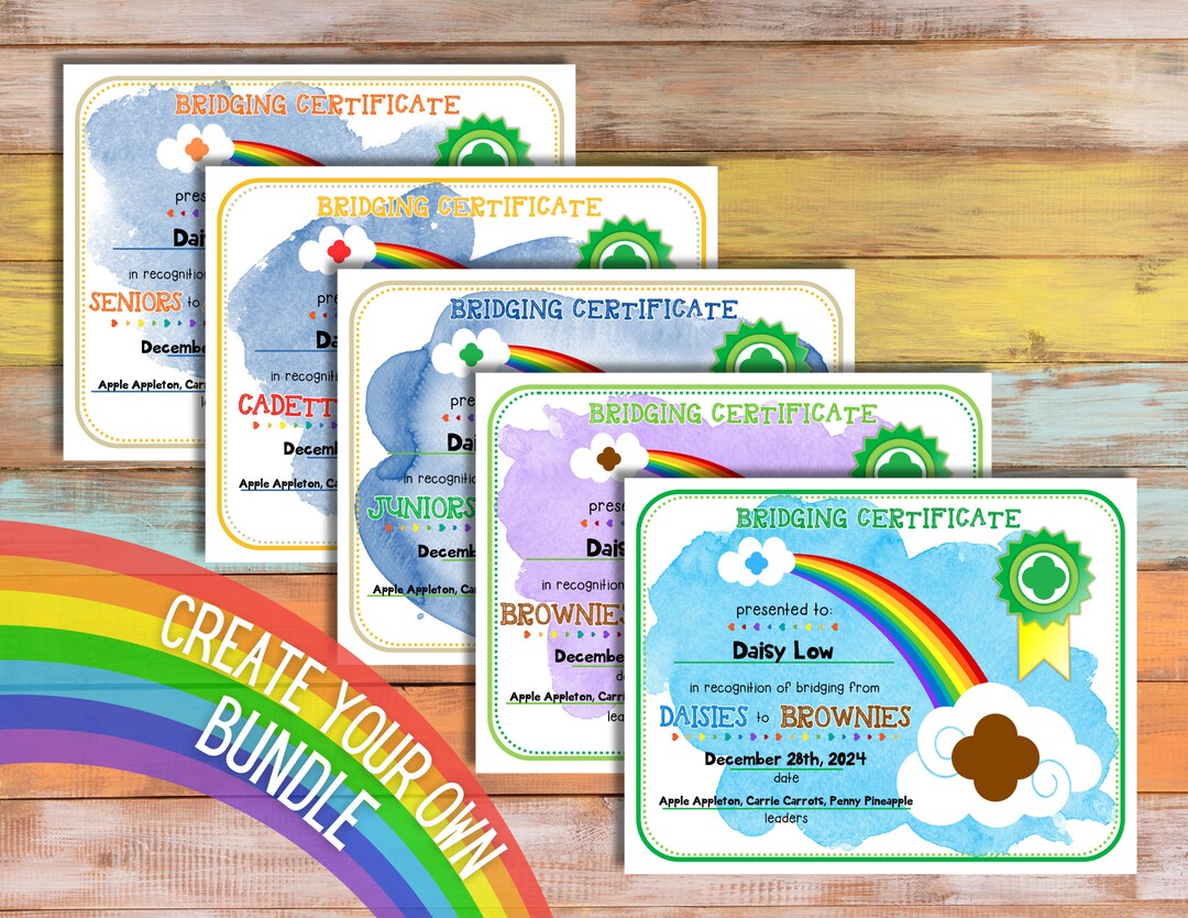 Girl Scout Bridging Certificate Template: Fillable PDF Download - Etsy