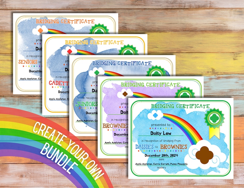 Girl Scout Bridging Certificate Template: Fillable PDF Download - Etsy