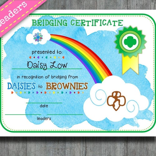 Girl Scout Bridge Ceremony Daisy to Brownie Certificate - Etsy