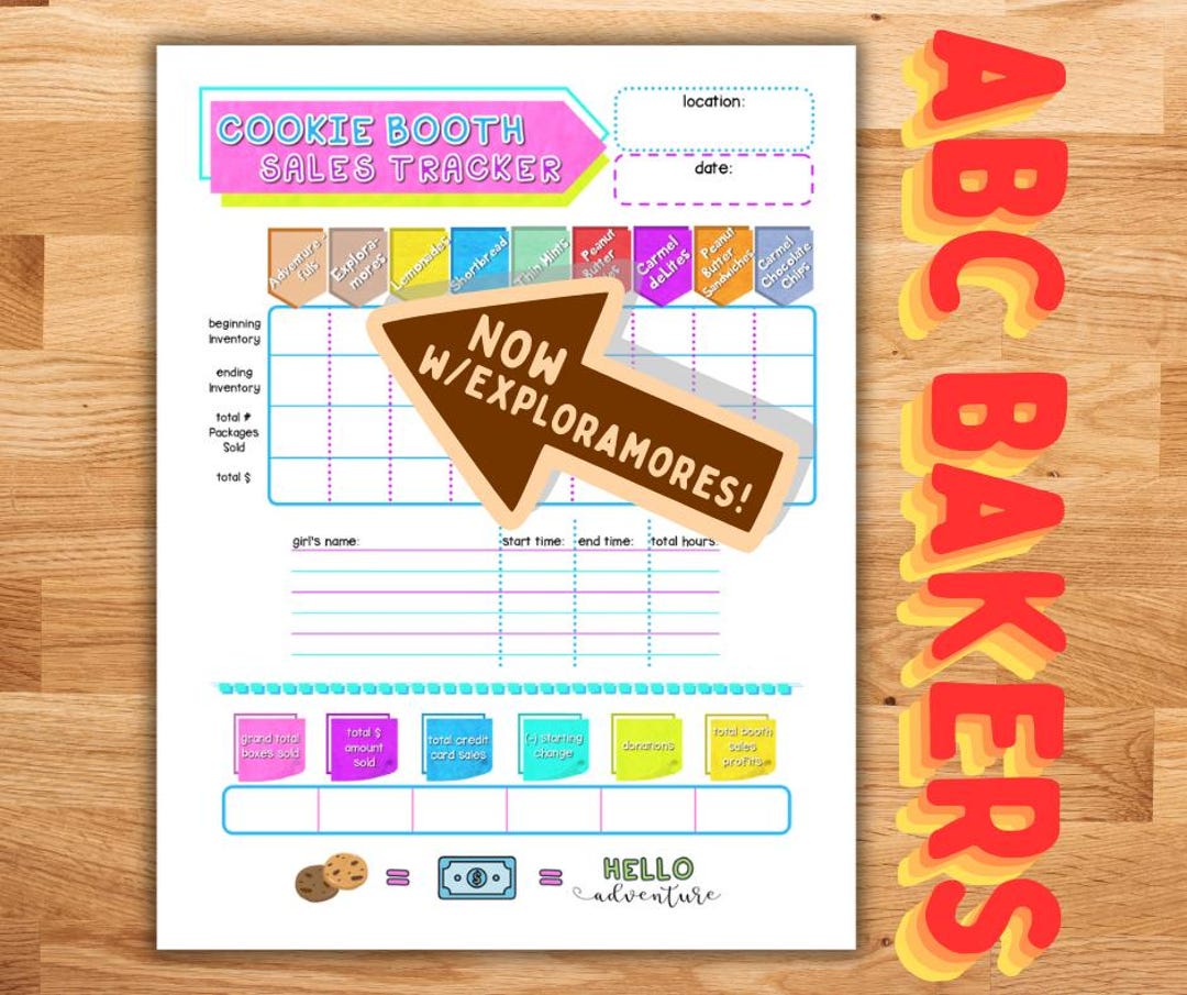ABC Bakers Girl Scout Cookie Booth Sales Tracker 2026 Template ...