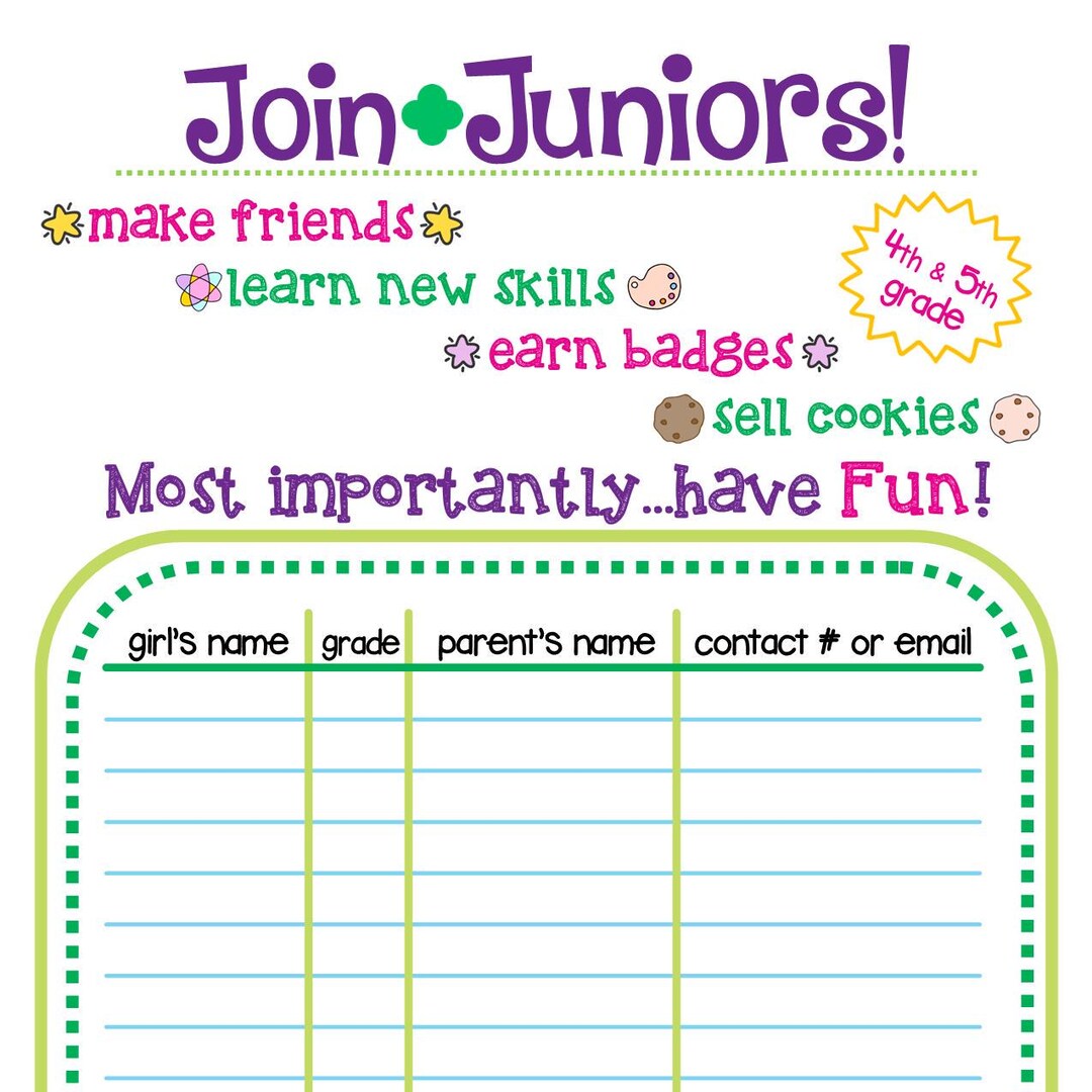 Junior Troop Recruitment Flyer Girl Scouts Editable Printable PDF ...