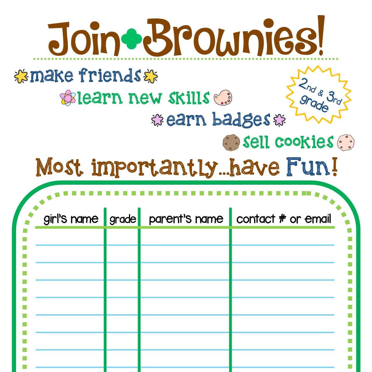 Brownie Troop Recruitment Flyer Girl Scouts Editable Printable PDF ...
