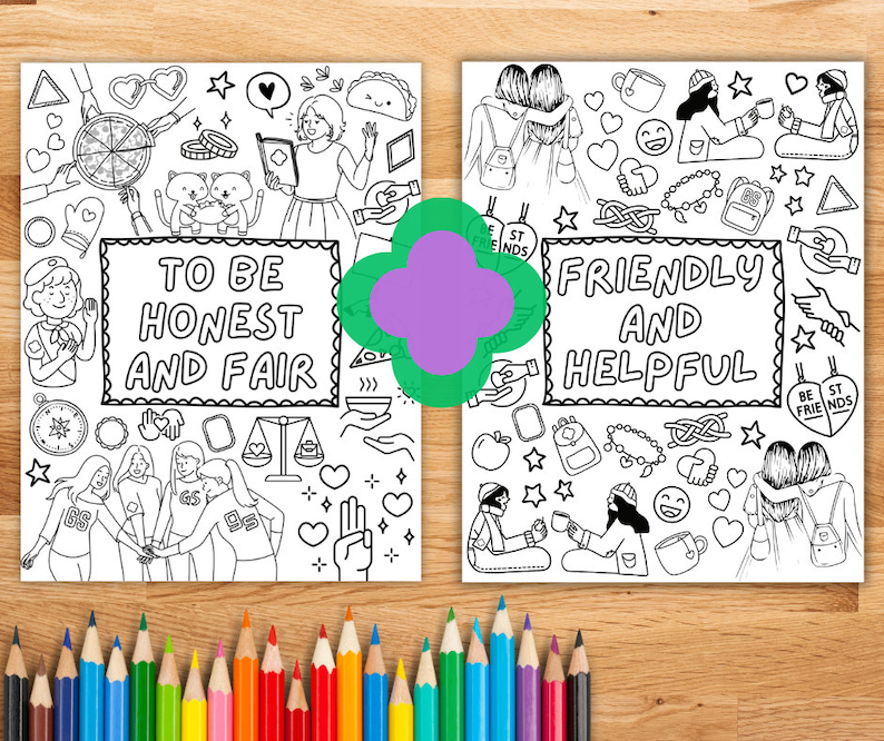 Girl Scout Law Coloring Pages Book Printable PDF Download Daisy Brownie ...