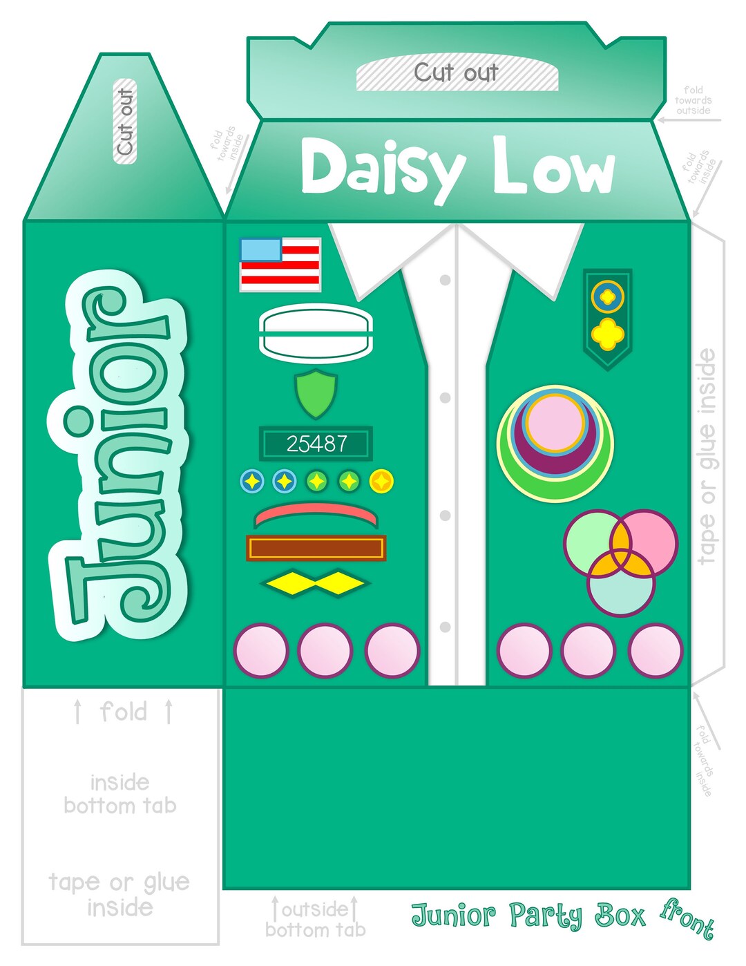 Girl Scout Junior Party Gable Box PDF SVG Printable Template Cut Out ...