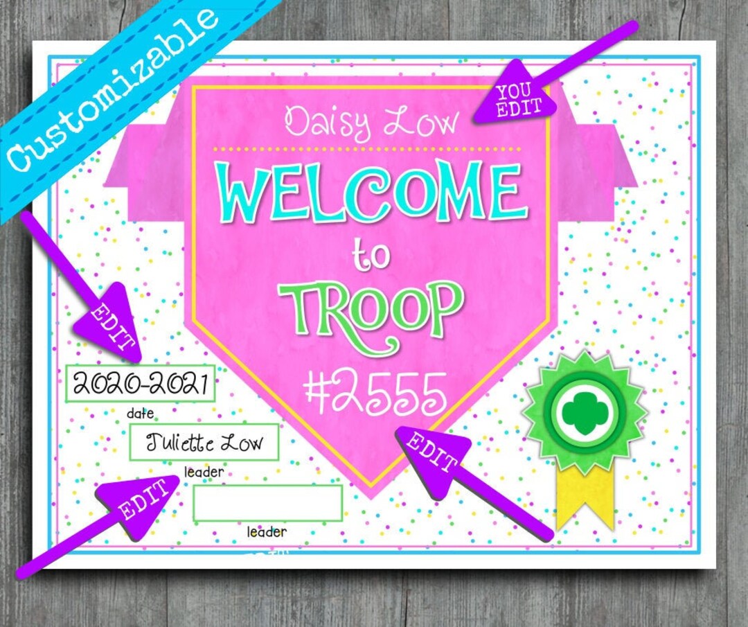 Girl Scout Welcome to Troop Certificate Printable PDF Download ...