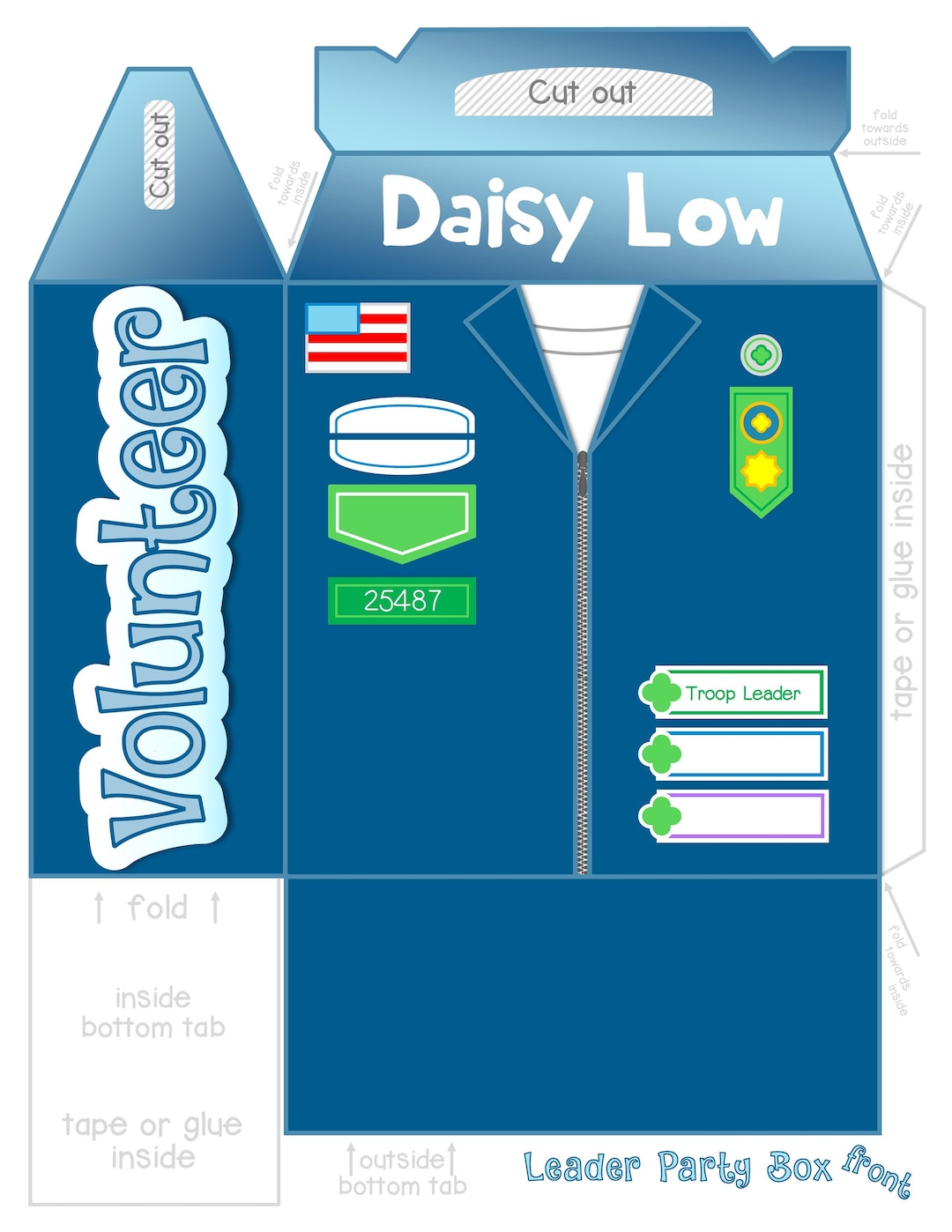 Girl Scout Leader Volunteer Party Gable Box PDF SVG Printable Template ...