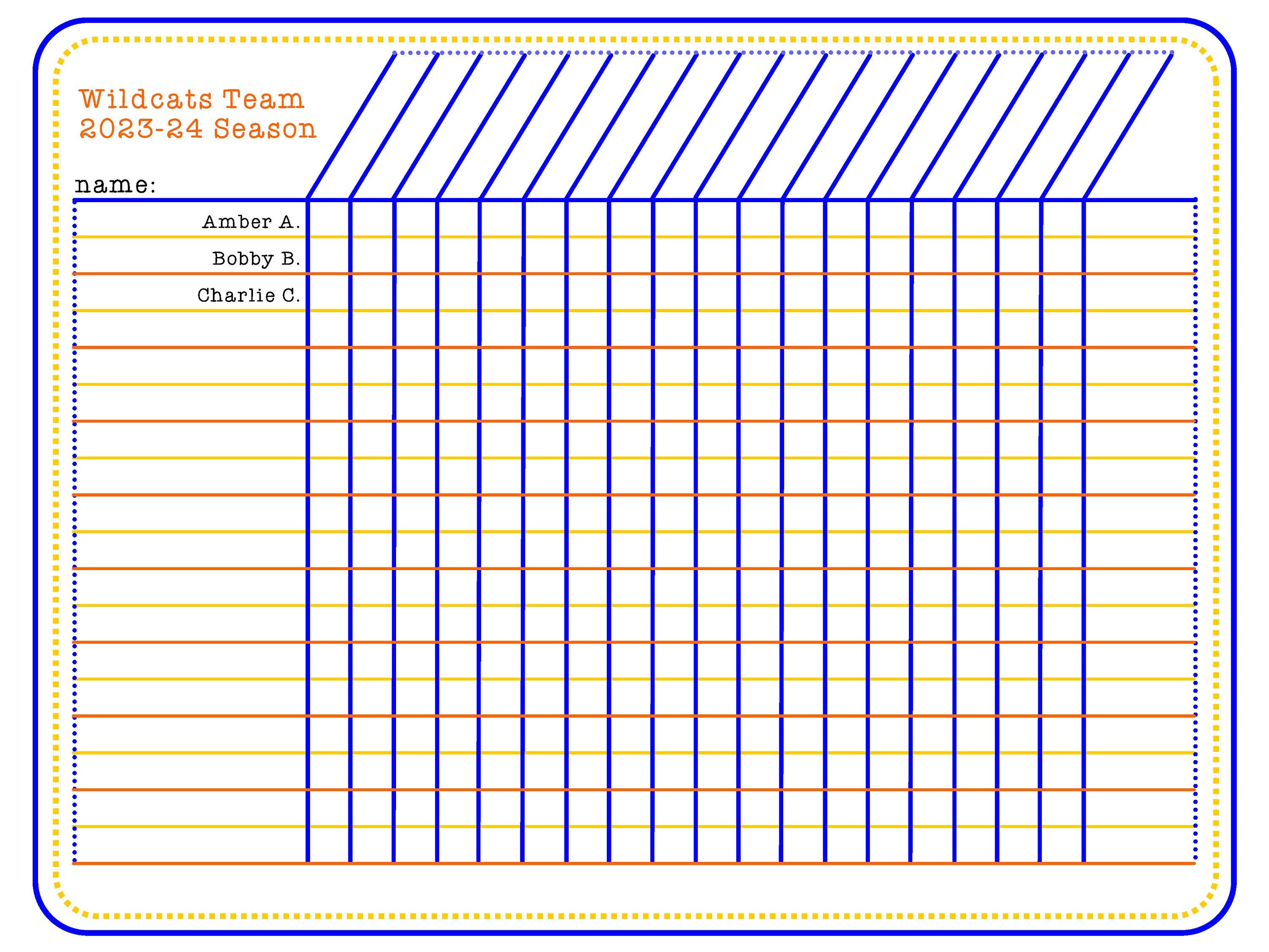 Blank *blue Orange Yellow* Meeting Activity Attendance Roster Tracker ...