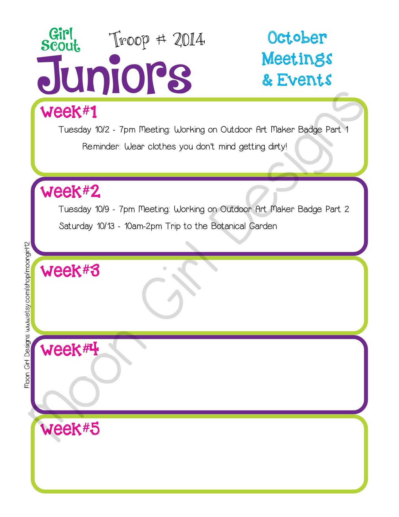 Girl Scout Junior Printables