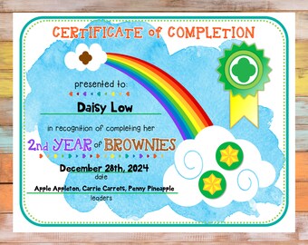 1st Year Daisy Girl Scout Completion Certificate Fillable Edit ...