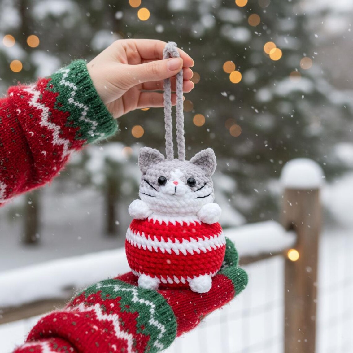 Cat Xmas Ball Crochet PDF Pattern - Step by Step Crochet Cute Christmas ...