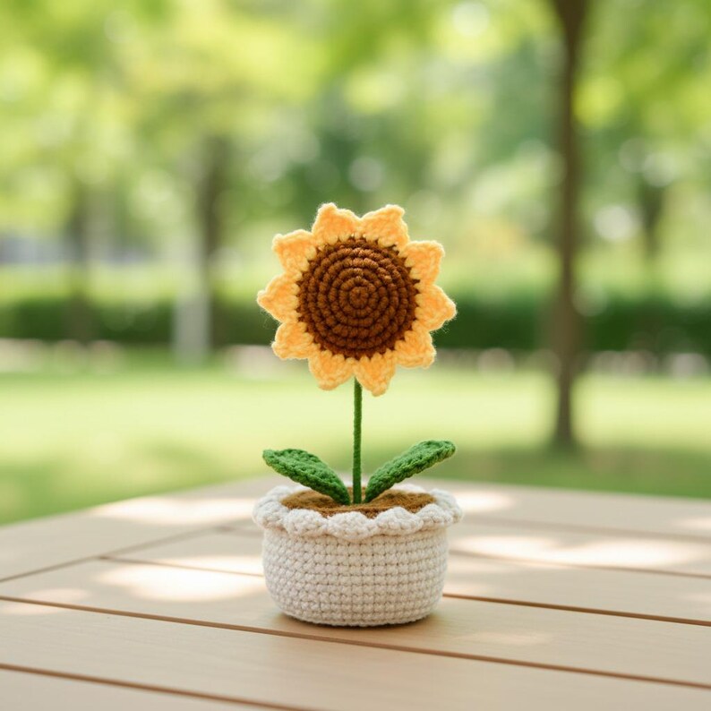 Sunflower Flower Pot Crochet PDF Pattern - Amigurumi Sunflower Plant ...
