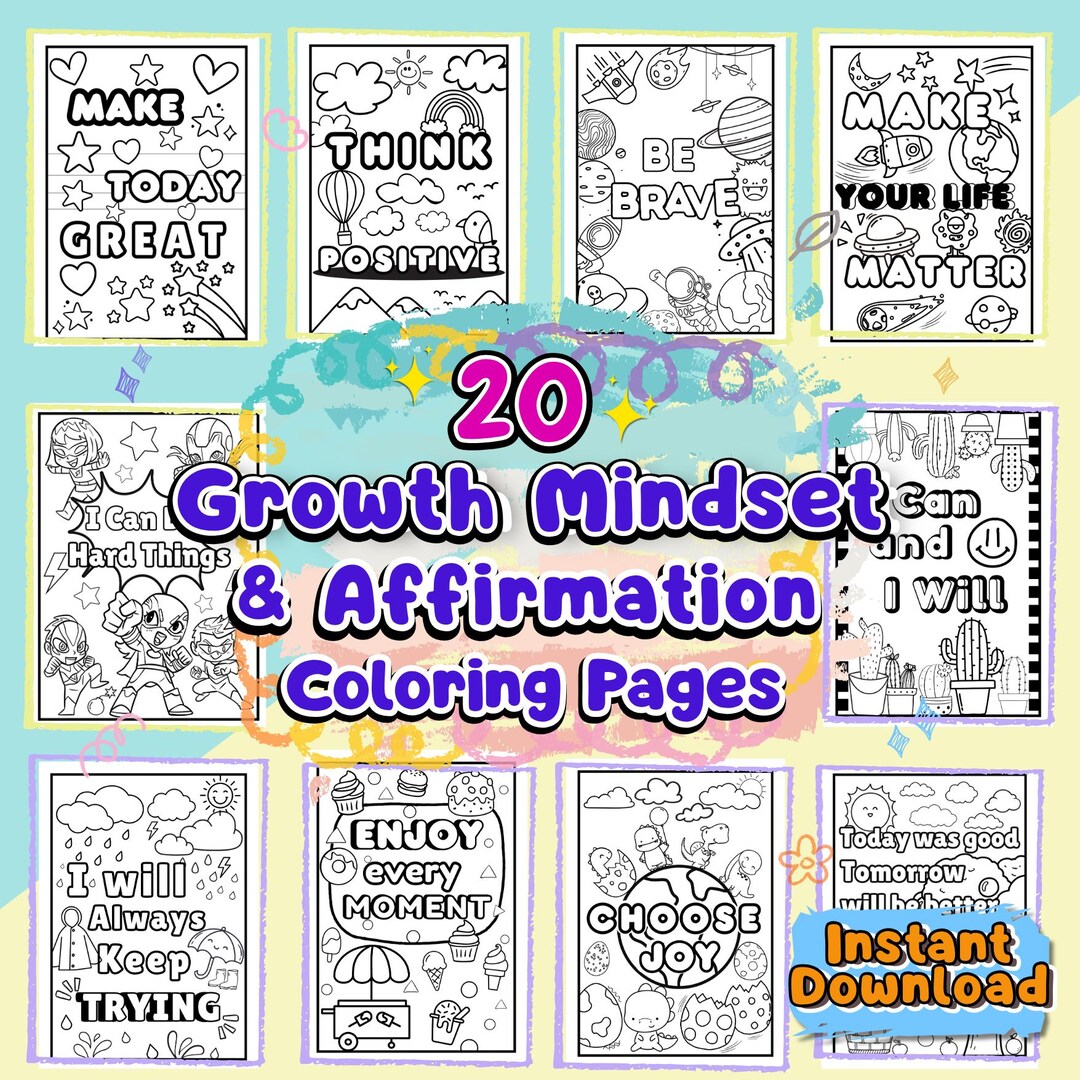 Growth Mindset Coloring Pages: Affirmation & SEL Activity (PDF Download ...