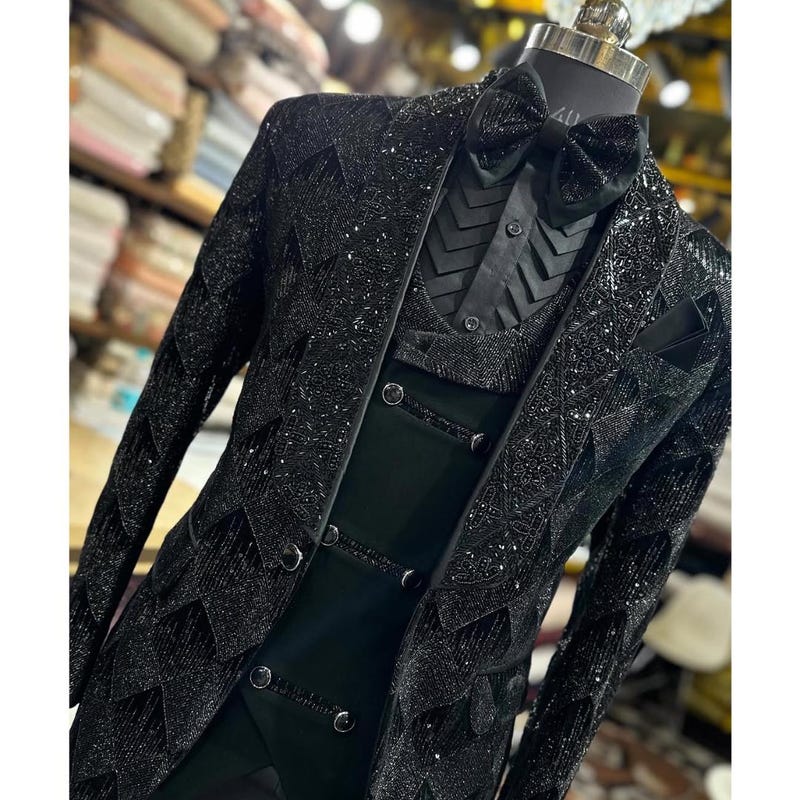 All Black Groom Tuxedo - Etsy UK