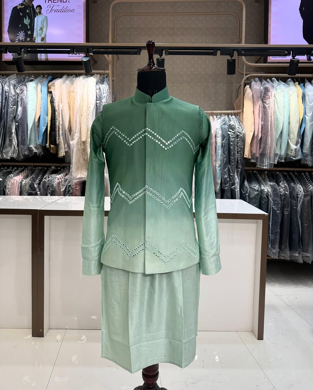 Quickship Men Kurta With Bandi Jacket, Mens Mirror Work Bandi and Kurta ...