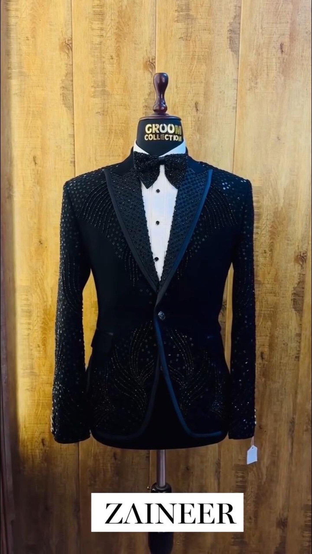 Luxury Black Velvet Tuxedo With Gold Hand Embroidery | Designer Groom ...