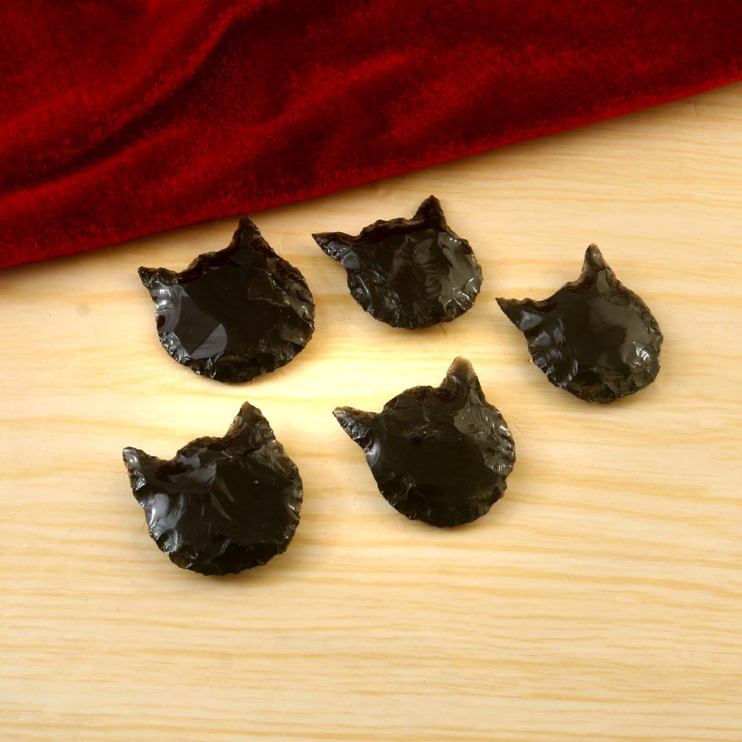 Handmade Black Obsidian Crystal Cat Head Carving: Healing Stone Pocket ...