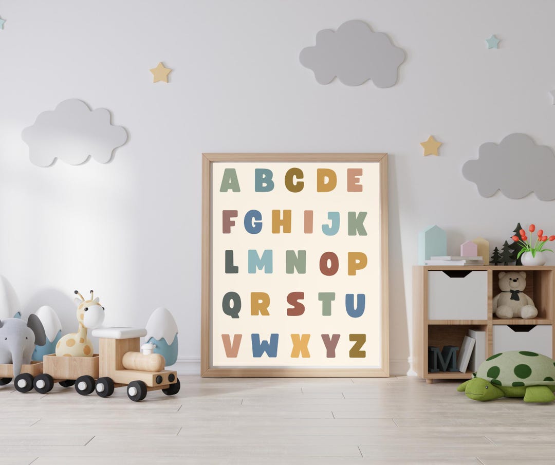 Earthy Tone Alphabet Poster: Educational Nursery Wall Art (digital ...