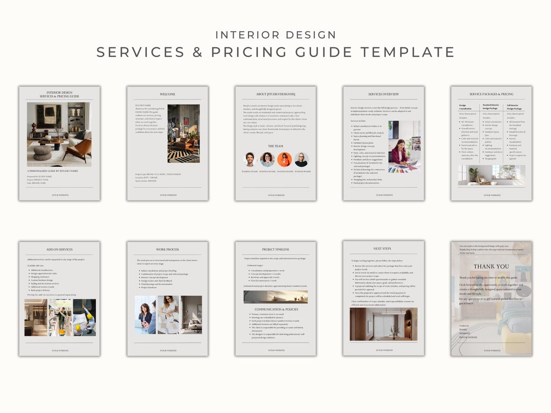 Interior Design Services & Pricing Guide | Canva Template (PDF Download ...