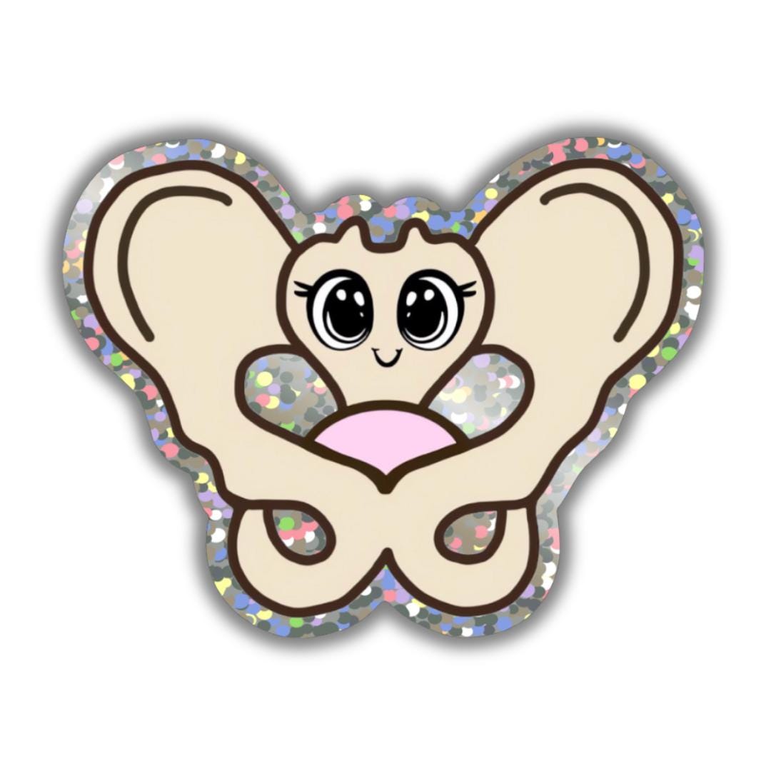 Pelly the Pelvis Glitter Sticker: Pelvic Health, Pelvic Floor Vinyl ...