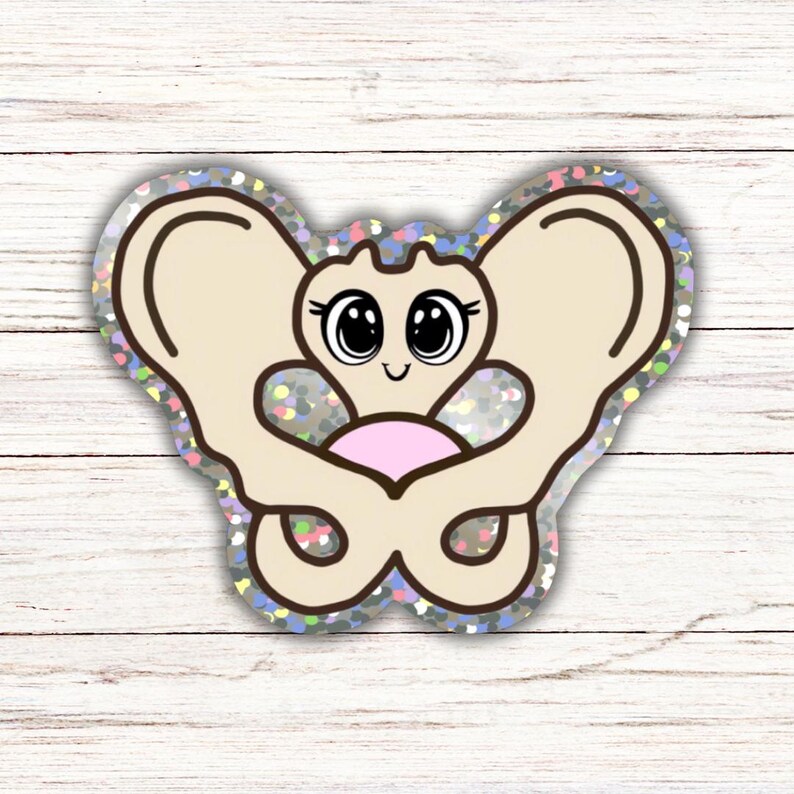 Pelly the Pelvis Glitter Sticker: Pelvic Health, Pelvic Floor Vinyl ...