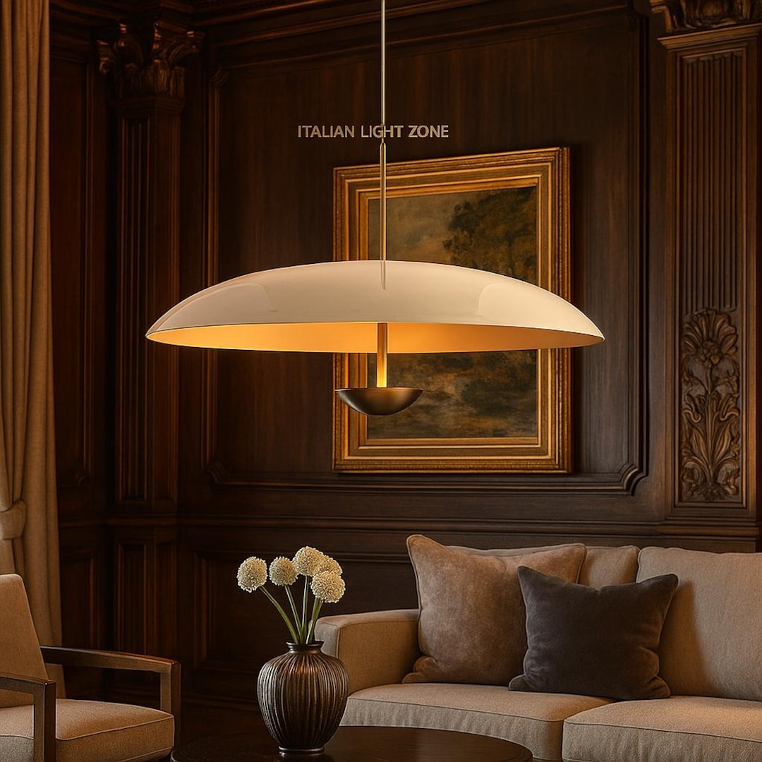 Mid Century Modern Brass Pendant Light | Italian Dome Chandelier ...