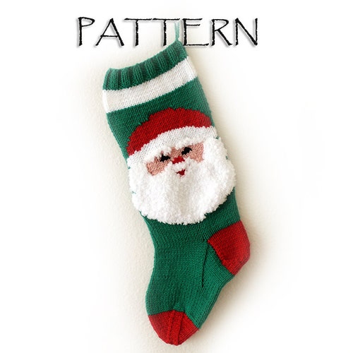 Vintage Knit Christmas Stocking Pattern Santa Claus Teddy Bear - Etsy