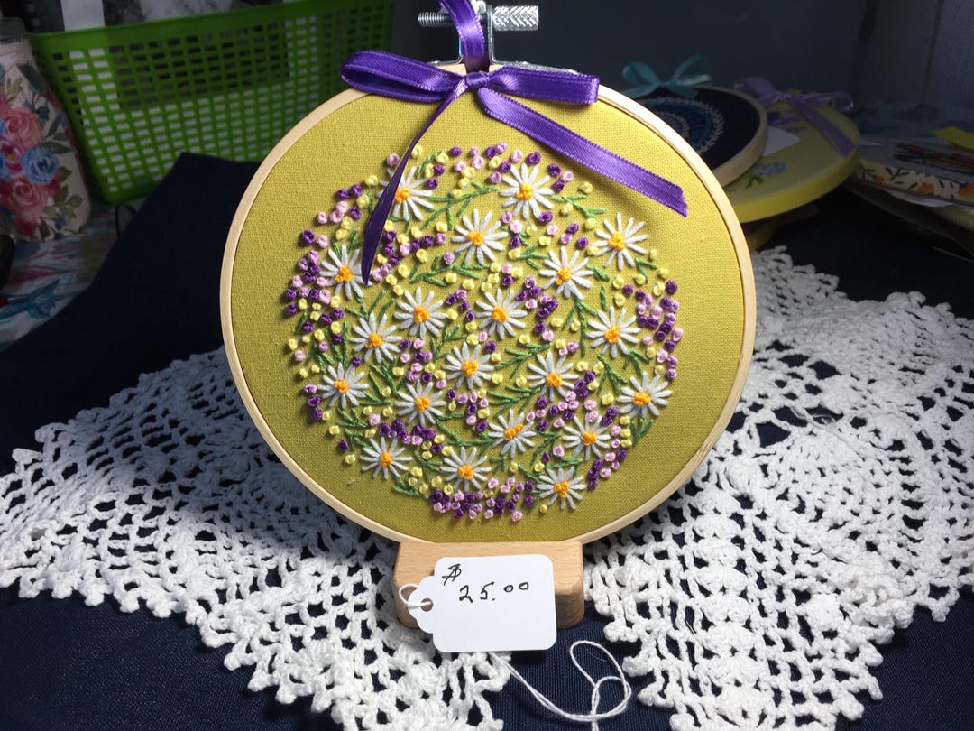 Hand Embroidered 6in. Hoops for Wall or on a Shelf. - Etsy