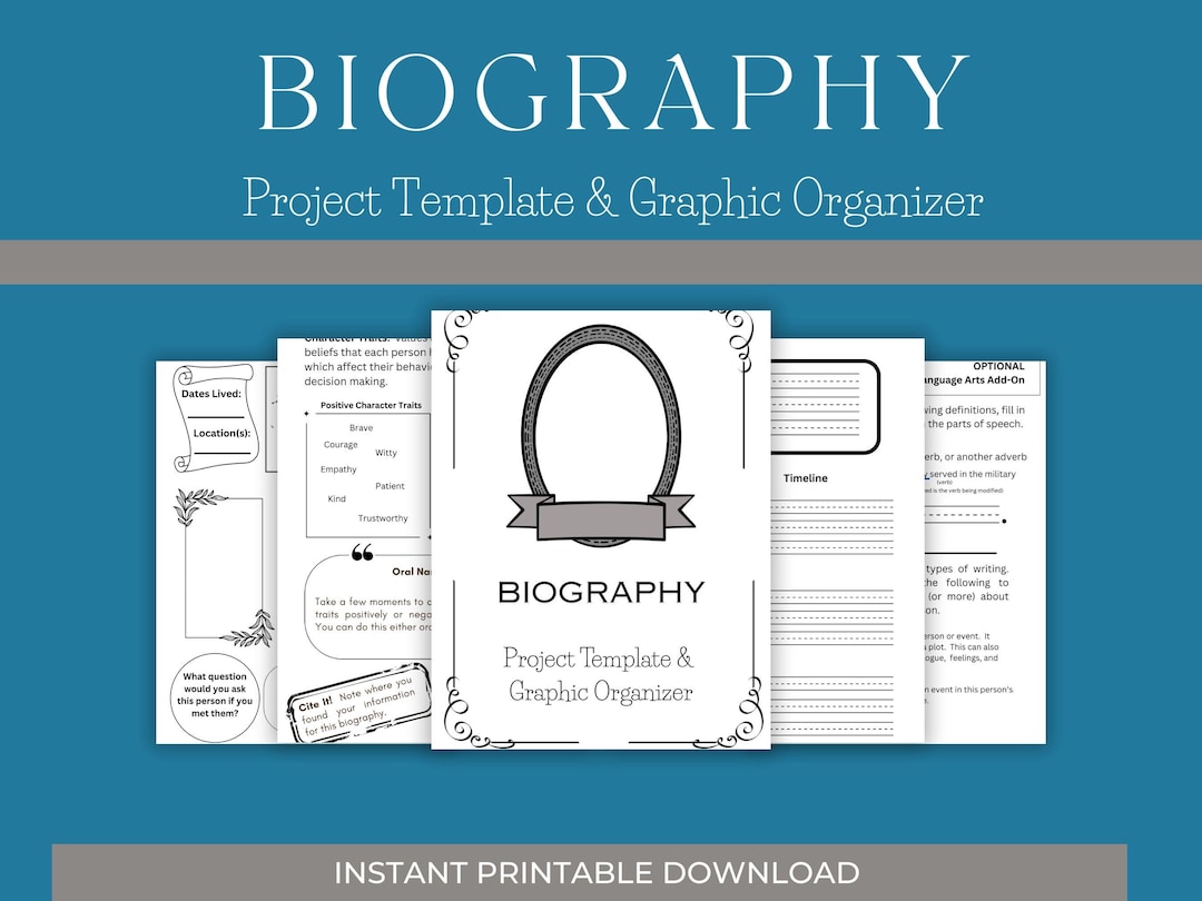 Biography Project Template | Biography Book and Graphic Organizer ...
