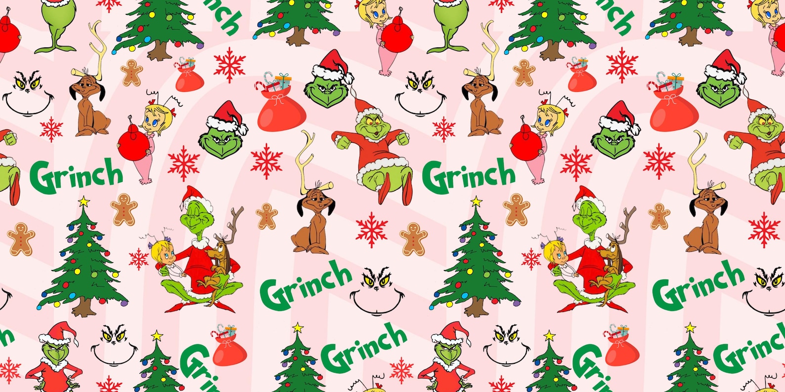The Grinch Christmas Fabric Christmas Fabric Pink Fabric 100% Cotton ...
