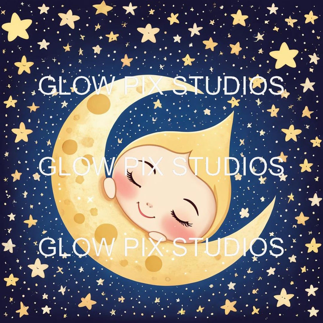 50 Cute Sleeping Moon Character Clipart Bundle | EPS, PNG, JPG, Tiff ...