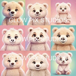 50 Cute Fluffy Bear Character Clipart Bundle | EPS, PNG, JPG, Tiff ...