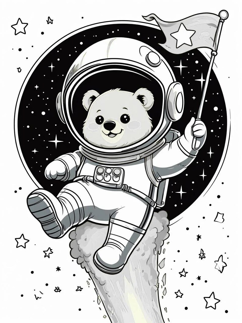 Space Animals Coloring Pages – 20 Fun Black and White Outlines | A4 ...