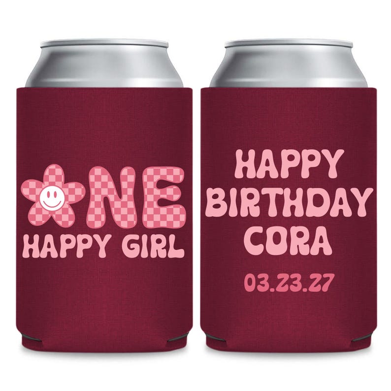 Personalized Groovy Birthday Can Coolers, Custom Party Favors (set of ...