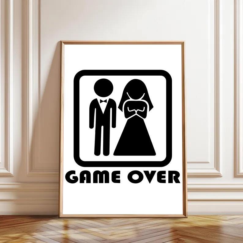 Game Over Marriage PNG | Funny Getting Married Game Over | Wedding Gag ...
